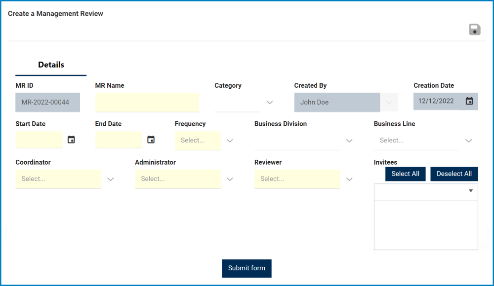 Create MR - Management Review - #14