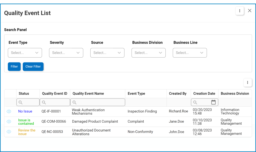Quality Event - Management Review - #11.1