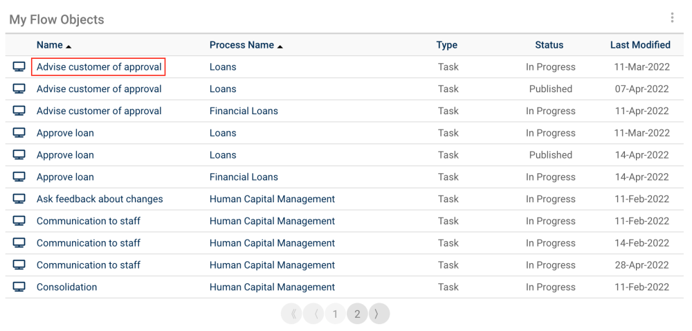 4.2.1.1.18 My Flow Objects Widget - EPC - WebApp Manual - 13.4