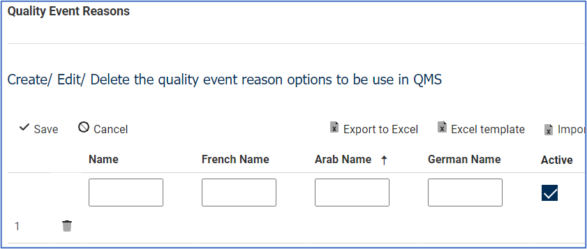 Quality Event Setting - Quality Event - #13