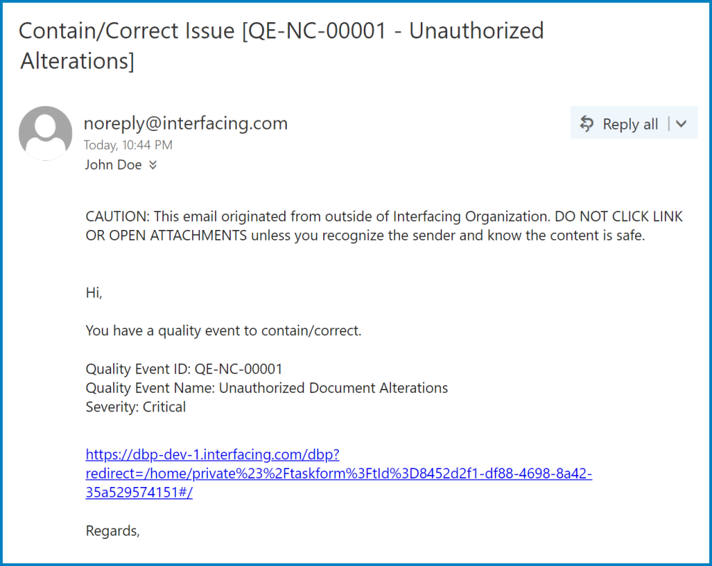 Contain/Correct Issue - Quality Event - #14