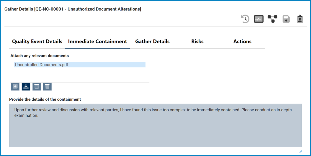 Immediate Containment - Quality Event - #14