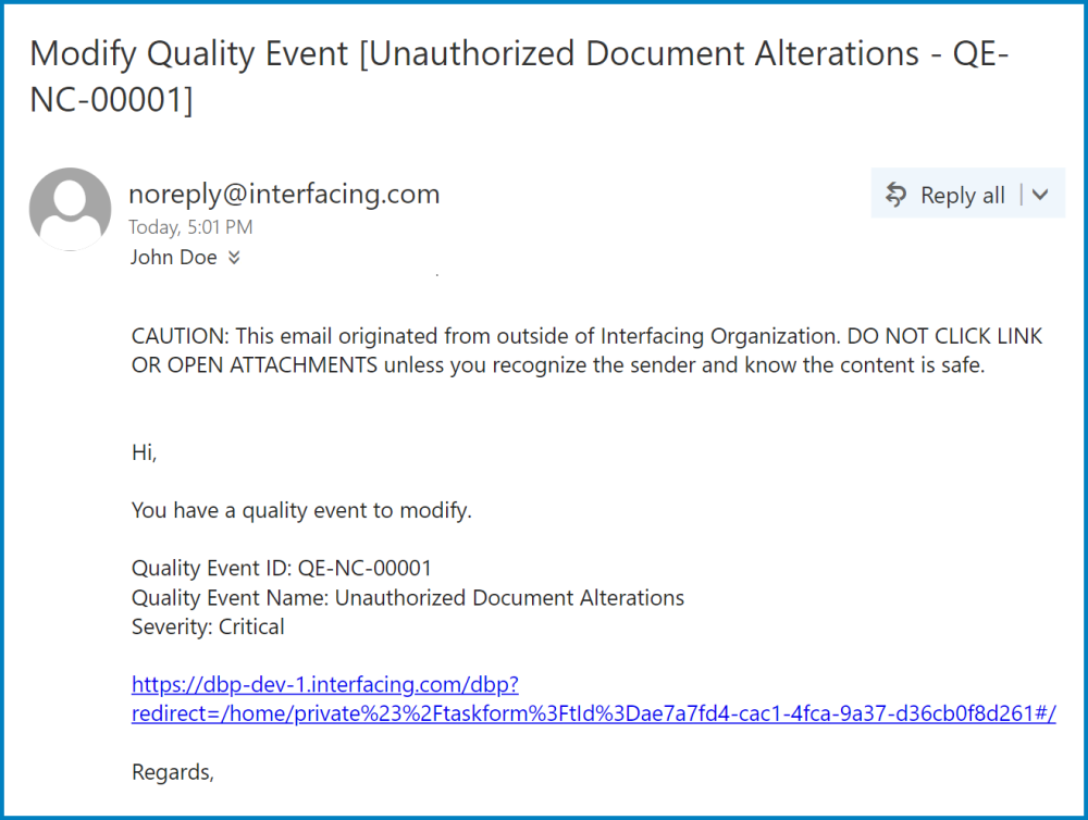 Modify Quality Event - Quality Event - #14