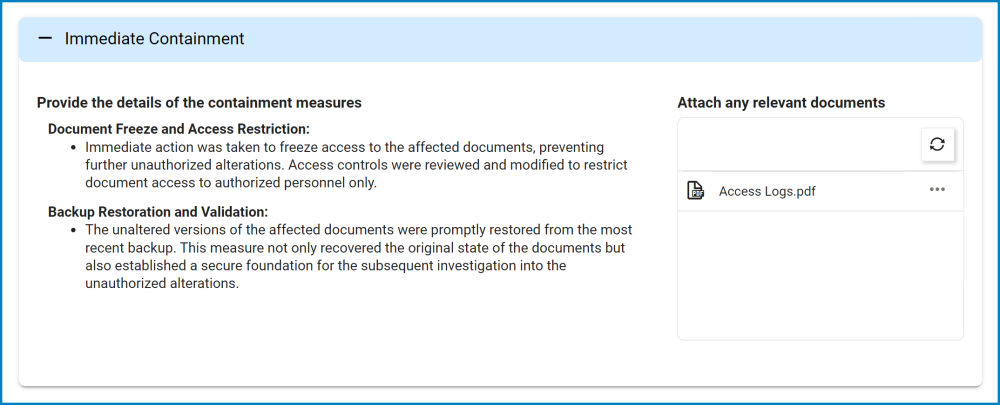 Immediate Containment - Quality Event - #14.1