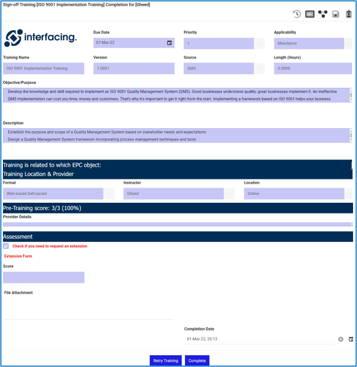 Sign Off Training Completion - Training - #13