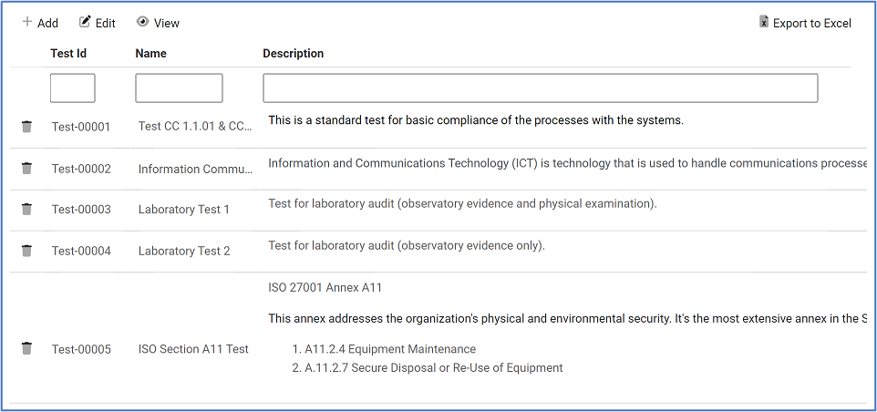 Tests List - Audit - #13