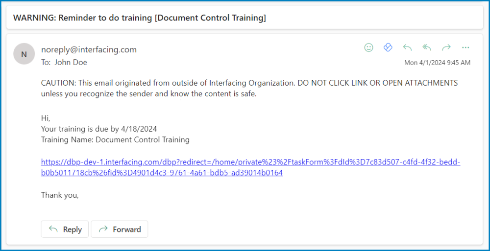 Training Instance Reminders - Training - #14.2