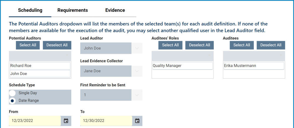 Scheduling - Audit - #14
