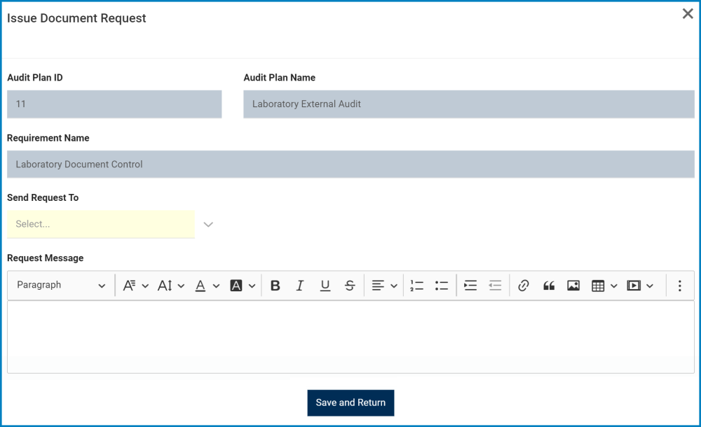 Issue Document Request - DBP - QMS - Audit - #11