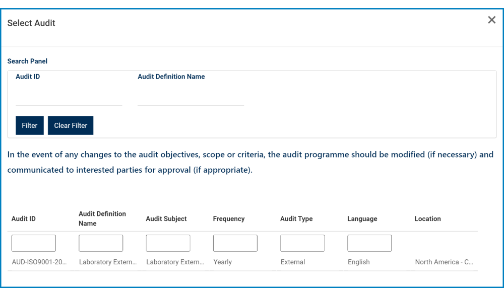 Add Audit Definition to Plan - Audit - #11