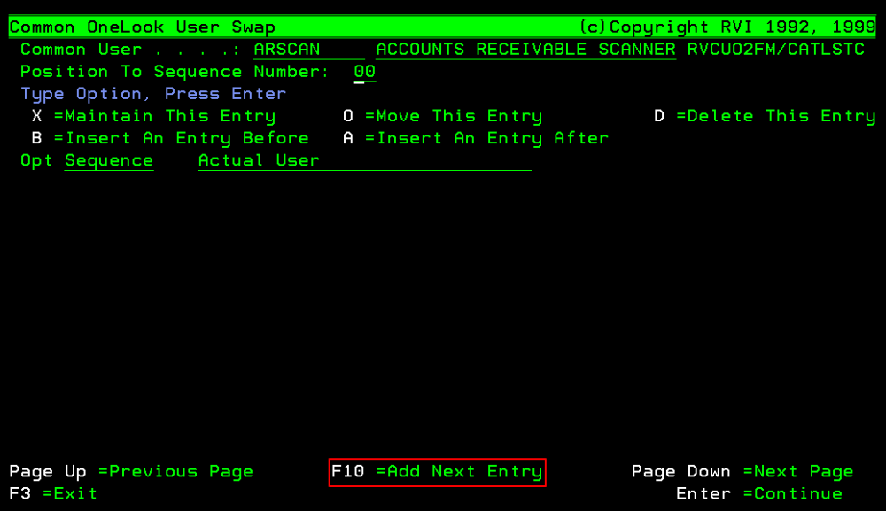 Setup a Common User Swap - One Look (IBM i / Cloud) - 2