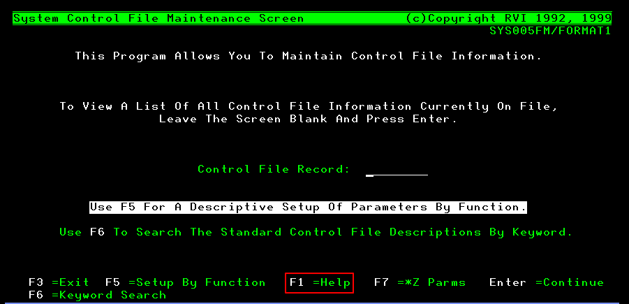 Maintain System Control File Parameters - One Look (IBM i / Cloud) - 2