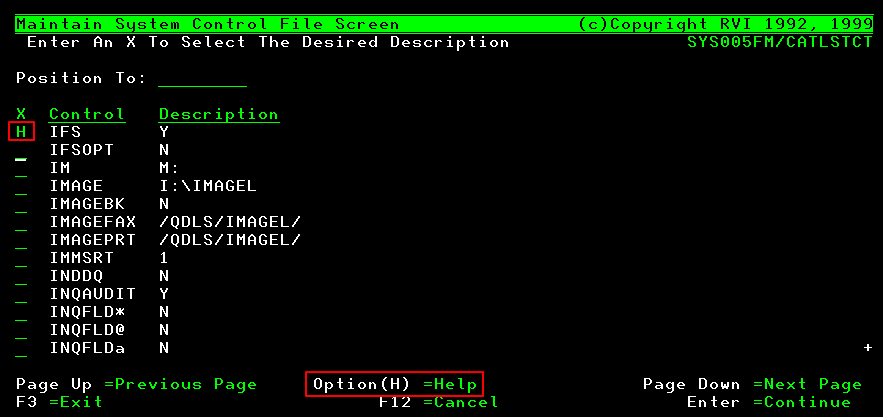 Maintain System Control File Parameters - One Look (IBM i / Cloud) - 2