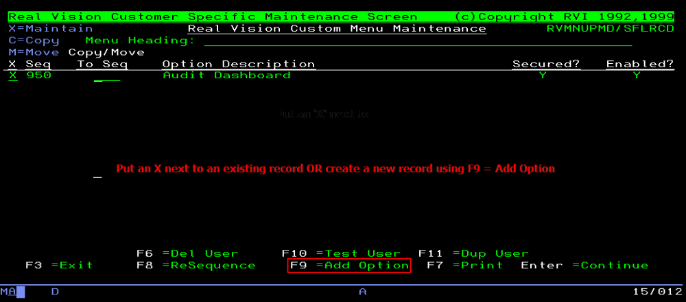 Setup Custom Menus - One Look (IBM i / Cloud) - 2