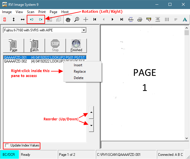 Managing Scanned Images - RVI 9 IBMi User Manual - 1