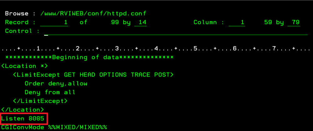 Identify RVI Webserver IP Address and Port Number - One Look (IBM i ...