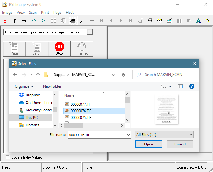 Import from Disk Scanning - RVI 9 IBMi User Manual - 1