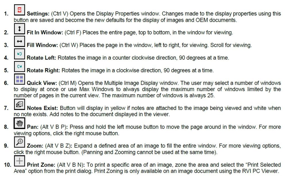 Primary Toolbar Descriptions - RVI 9 IBMi User Manual - 1