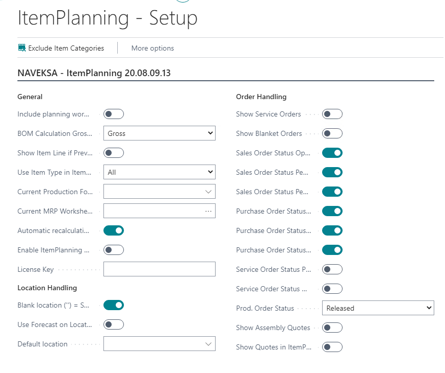 ItemPlanning setup parameters - NAVEKSA Setup questions / All apps - BC ...