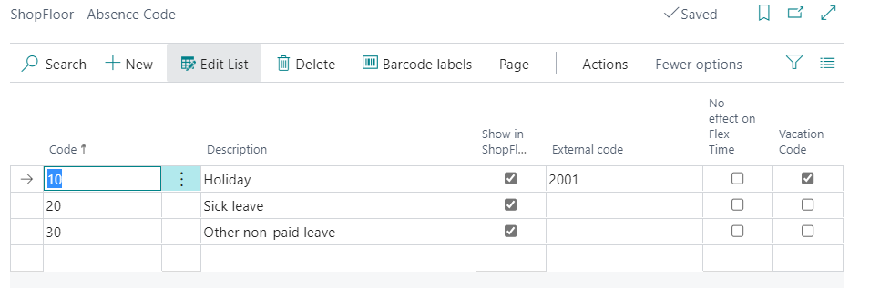 ShopFloor – Absence code setup - Installation and Setup guide - BC version