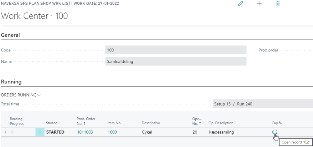 Capacity % - ShopFloor Planning & Execution - 1