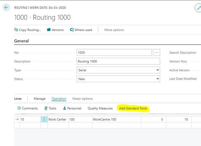Creating standard tools and tool sets in routings and production orders. - ShopFloor Planning ...