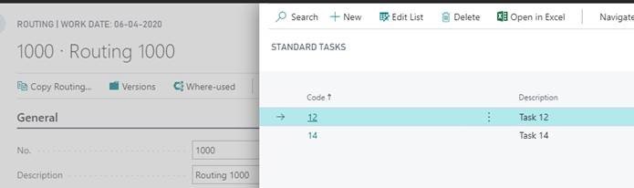 Creating standard tools and tool sets in routings and production orders ...