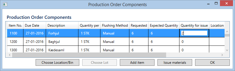 Using variable material issue - ShopFloor Planning & Execution - BC version