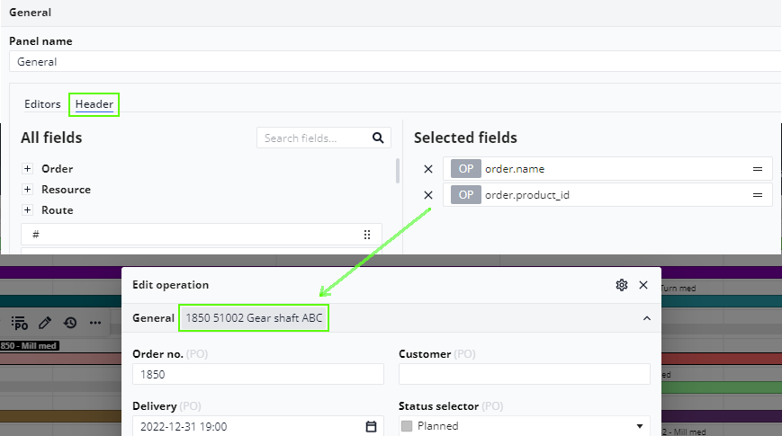 Using Panel header fields - User's Manual - 7.2