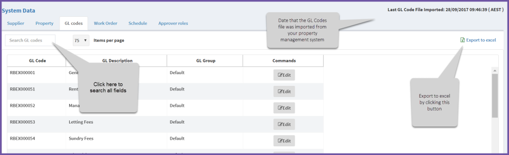 System data - GL Codes – Digital Reign