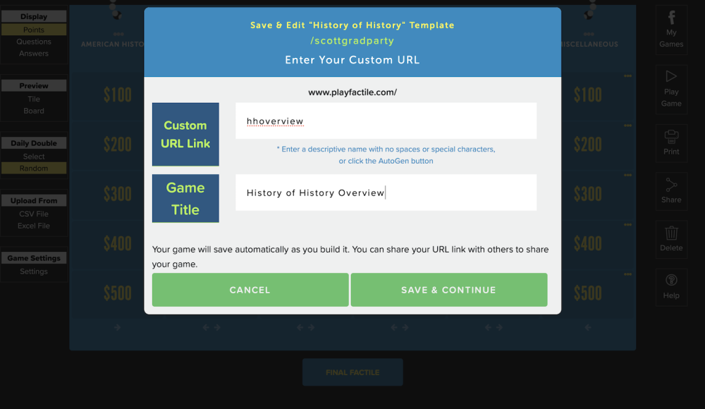 Copying a Game – Pro - Factile User Doc - 1