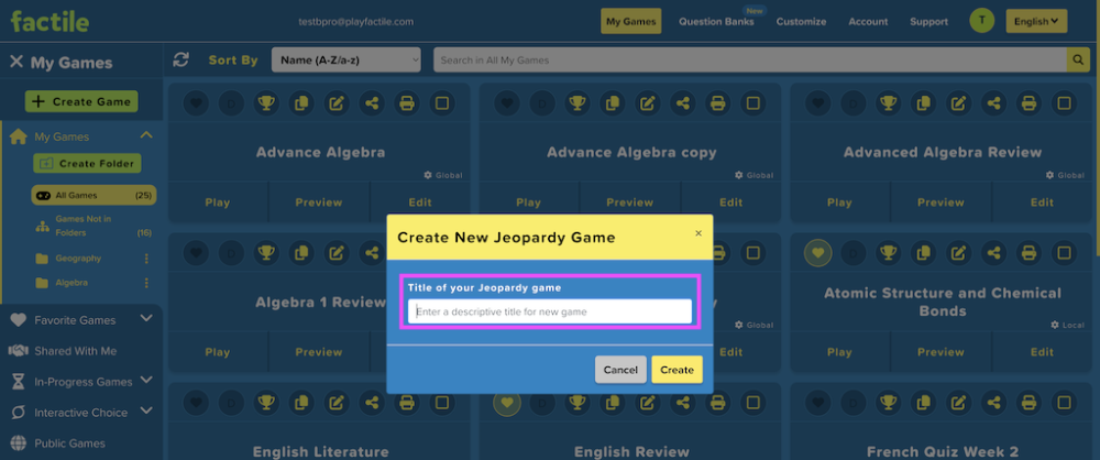 Creating Games - Factile User Doc - 1