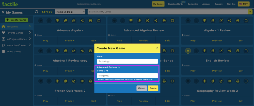 Creating Games - Factile User Doc - 1
