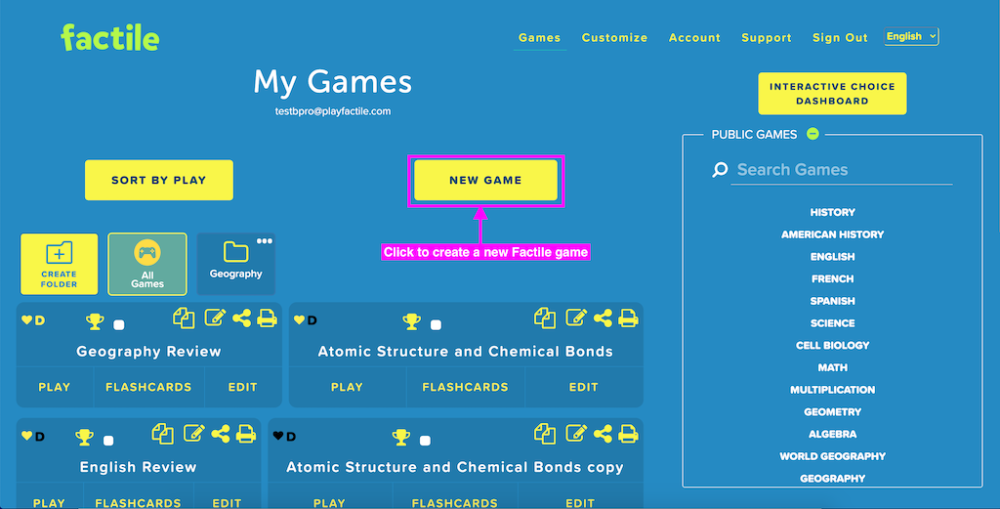 Creating and Editing a Game - Factile User Doc - 1