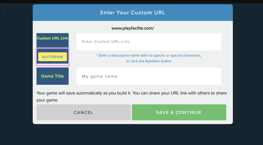 Creating and Editing a Game - Factile User Doc - 1