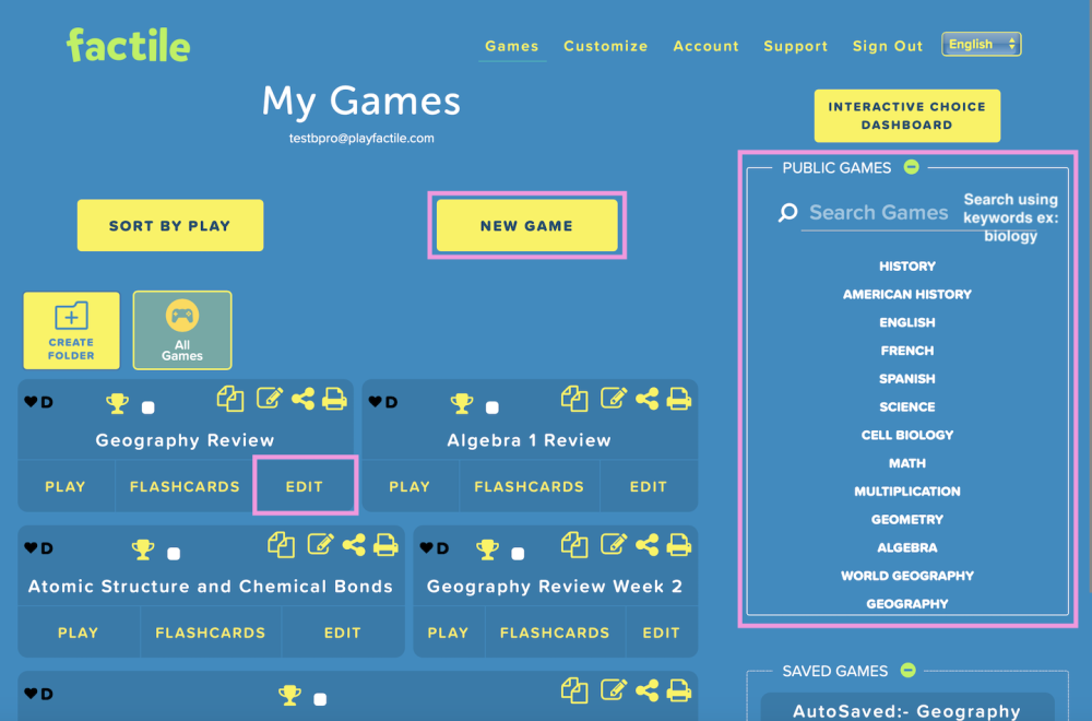 Creating and Editing a Game - Factile User Doc - 1