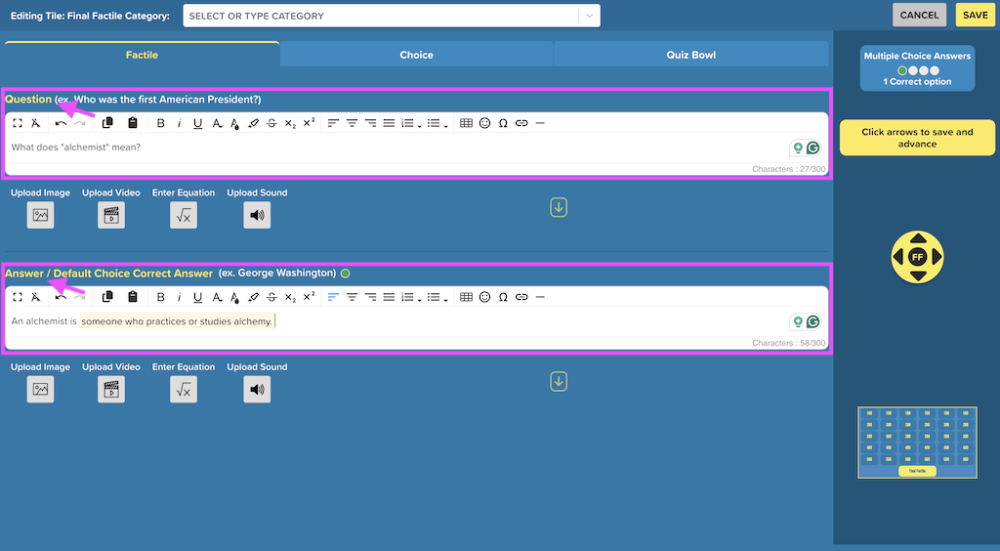 Q & A Tiles - Factile User Doc - 1