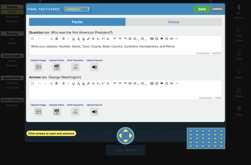 Creating and Editing a Game - Factile User Doc - 1