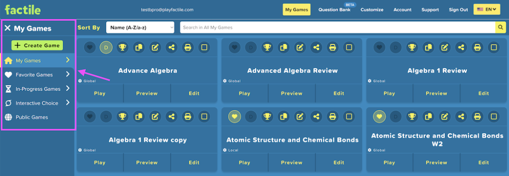 Creating and Editing a Game - Factile User Doc - 1