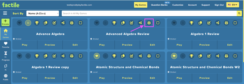 Printing an Answer Key - Factile User Doc - 1