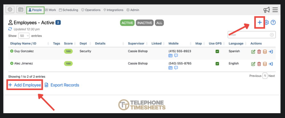 Adding Employees - Telephone Timesheets User Guide - Version 3.0