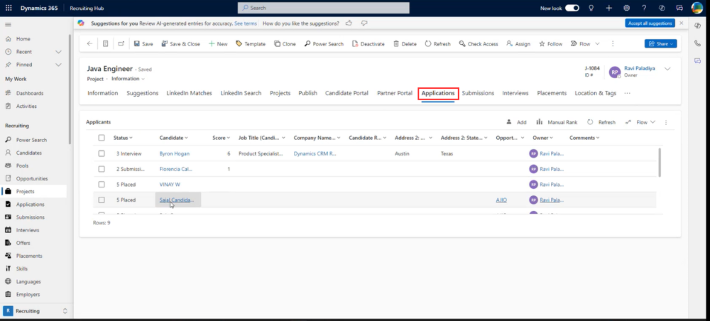 View Applications for an Opportunity or Job - Dynamics ATS User Guide - 1