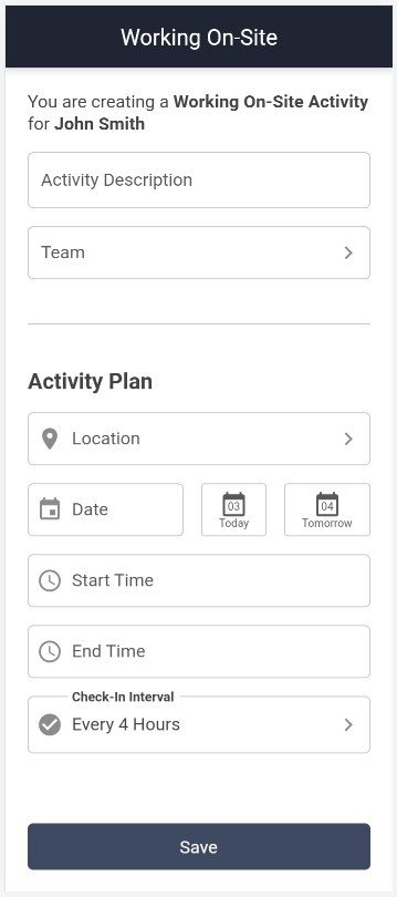 Creating a Working On-Site Activity