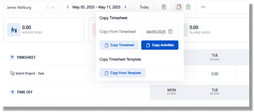 Copy Timesheet, Copy Activities, and Export/Import Offline Timesheet ...
