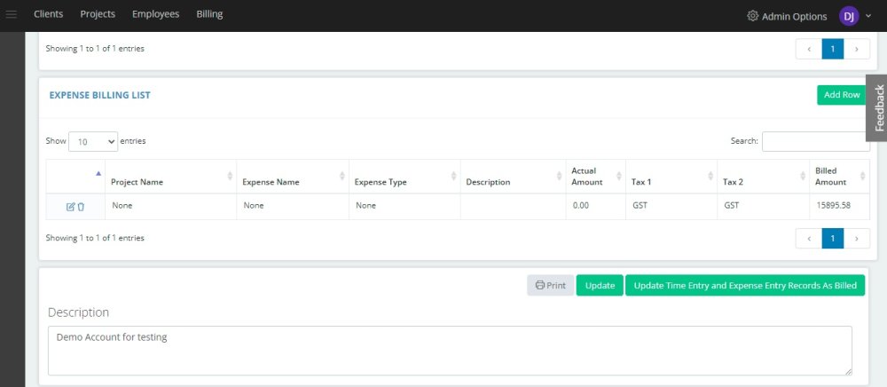 Expense Billing Worksheet - TimeLive Help - 1