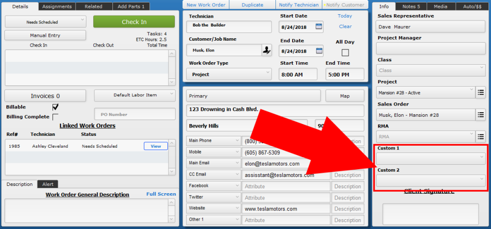 Work Order Custom 1 & 2 - iPoint Control - 1
