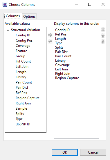 Choosing and understanding Structural Variation view columns - User Guide to GenVision Pro - 17.6