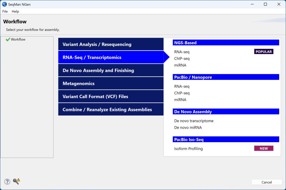 RNA-Seq/Transcriptomics workflows - User Guide to SeqMan NGen - 18.1