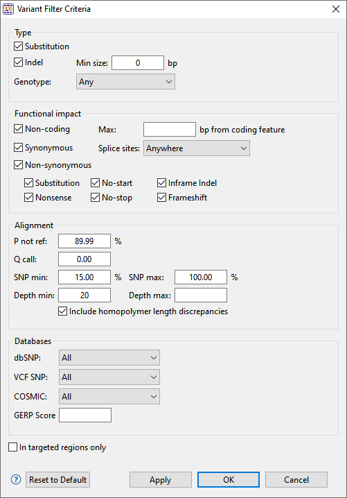 Filtering in the single-experiment variants view - User Guide to GenVision Pro - 17.5