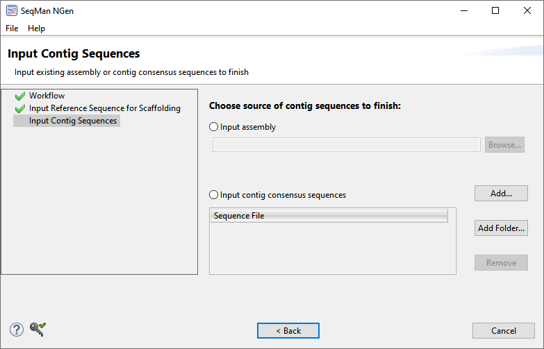 Input Contig Sequences - User Guide to SeqMan NGen - 17.4